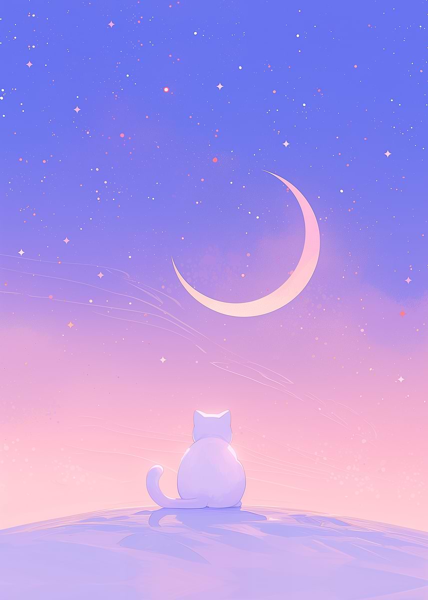 'Moon And Sun: cat Sun gazing at the moon' Poster, picture, metal print ...