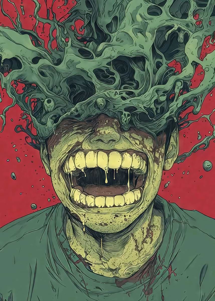 'Horror Face with Abstract Headpiece' Poster, picture, metal print ...