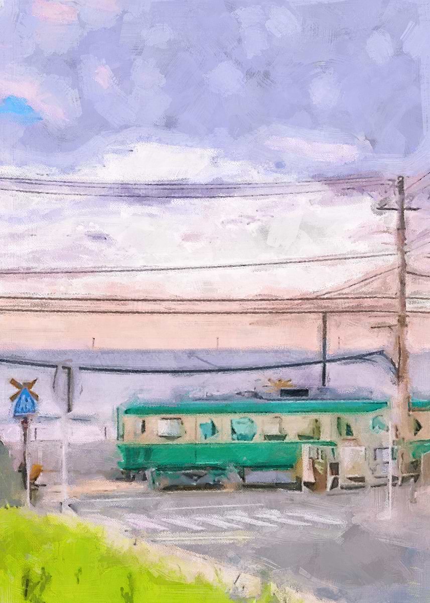 'Kamakura Coastline - Enoden Tram Crossing' Poster, picture, metal ...