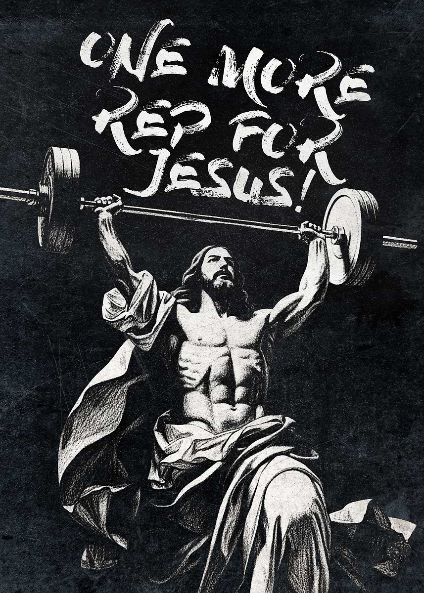 'Inspirational Gym Poster – One More Rep for Jesus' Poster, picture ...