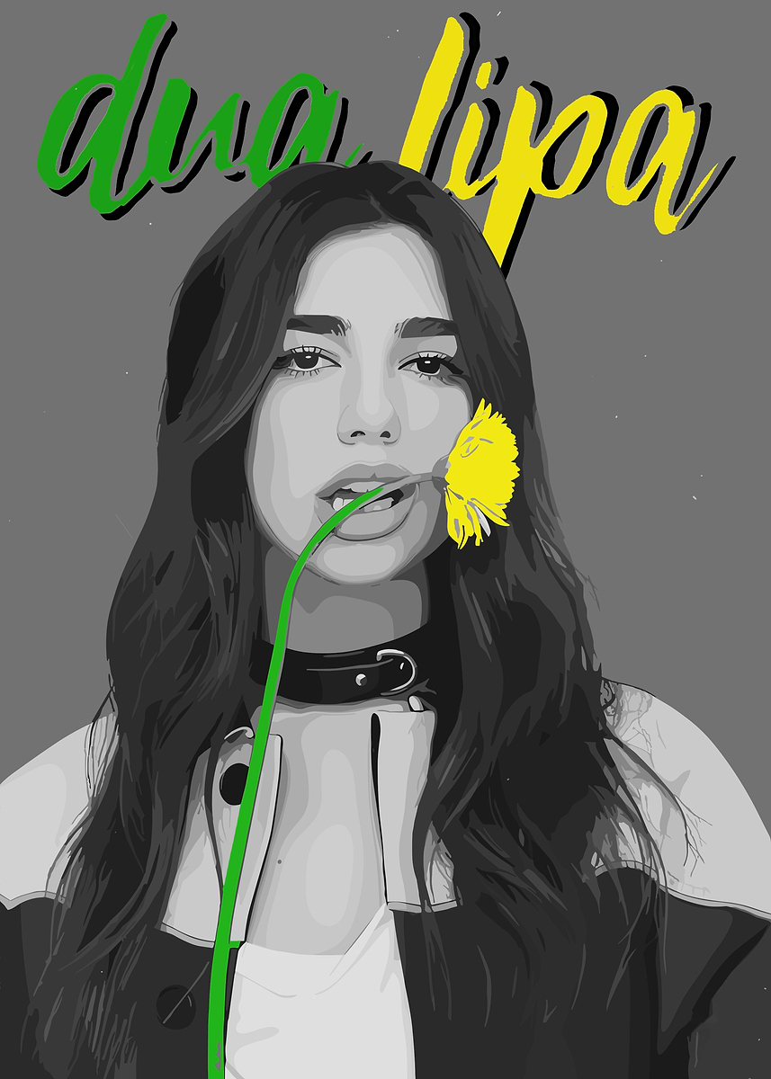 'Dua Lipa with Flower Portrait' Poster, picture, metal print, paint by ...