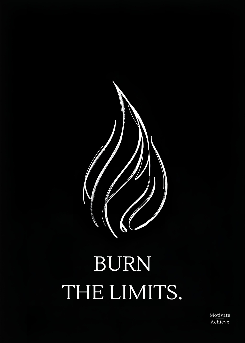 'Flame – Burn the Limits | Minimalist Motivational Wall Art' Poster ...