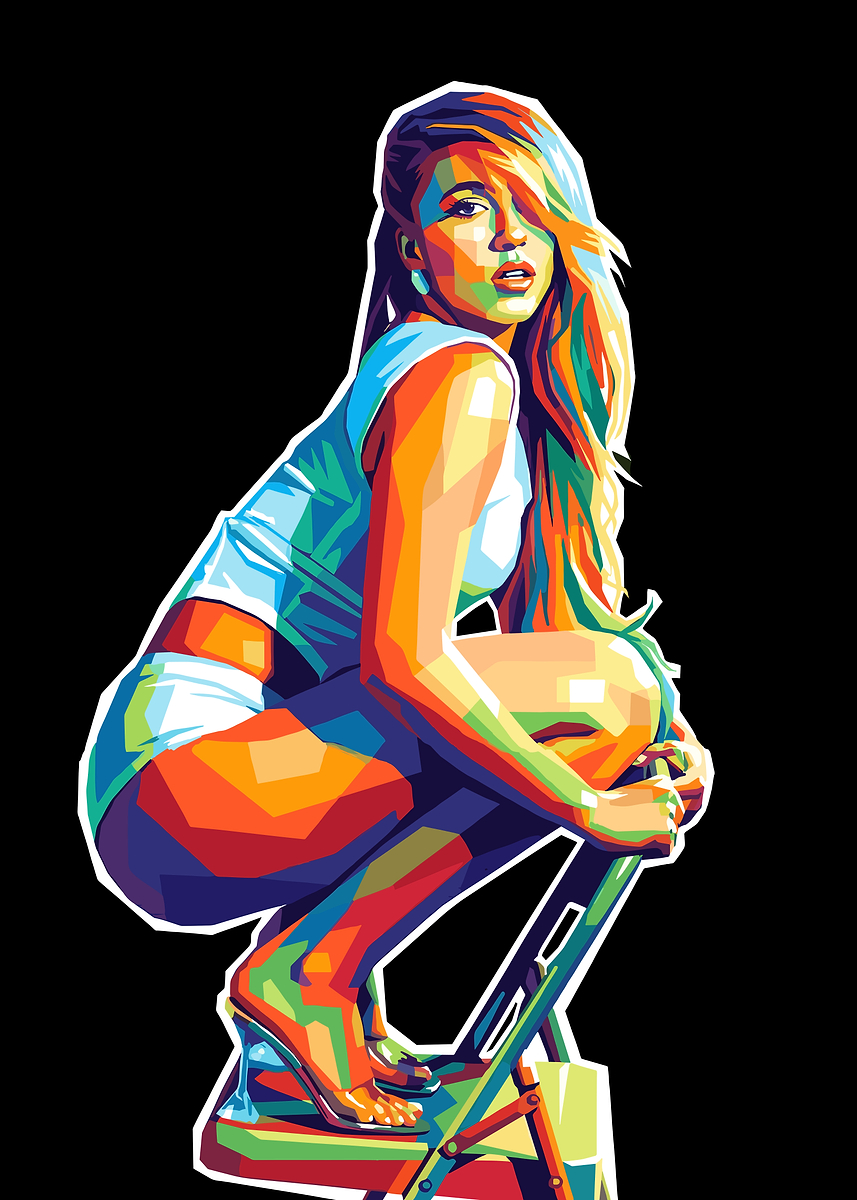 'Tate McRae Squatting on Chair' Poster, picture, metal print, paint by ...