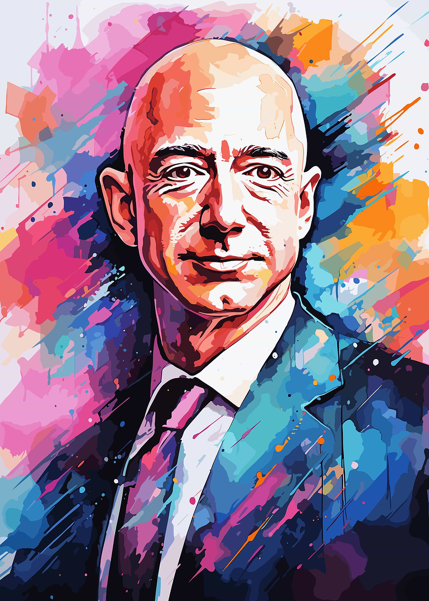 'Jeff Bezos Colorful Portrait' Poster, picture, metal print, paint by ...
