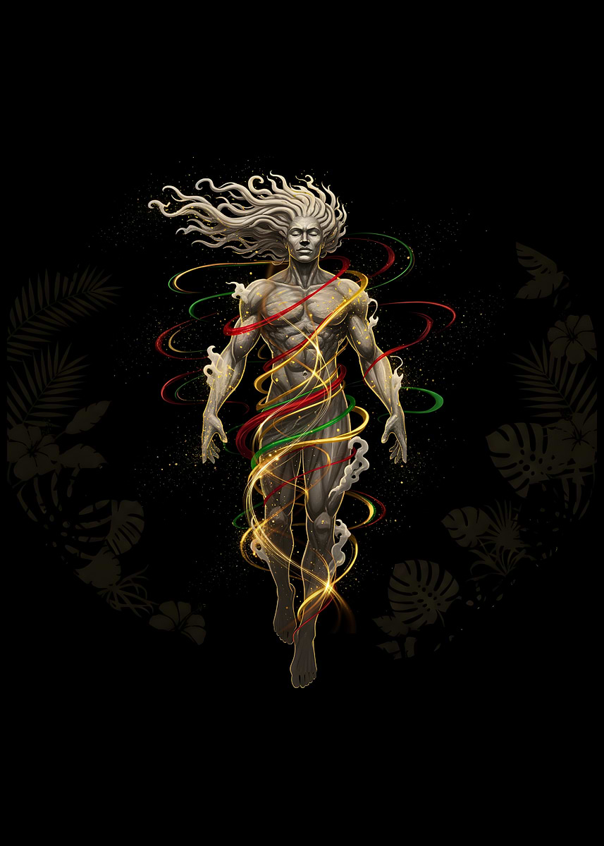 'Rasta Man Figure with Flowing Hair' Poster, picture, metal print ...