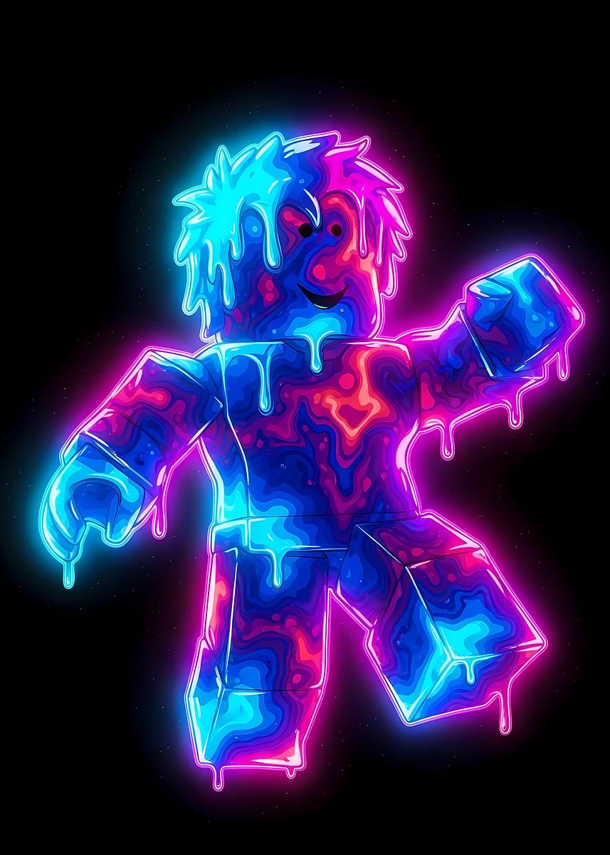 'Roblox Character with Neon Drip' Poster, picture, metal print, paint ...