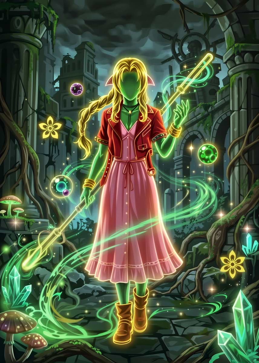 'Aerith Gainsborough in Ancient Ruins' Poster, picture, metal print ...