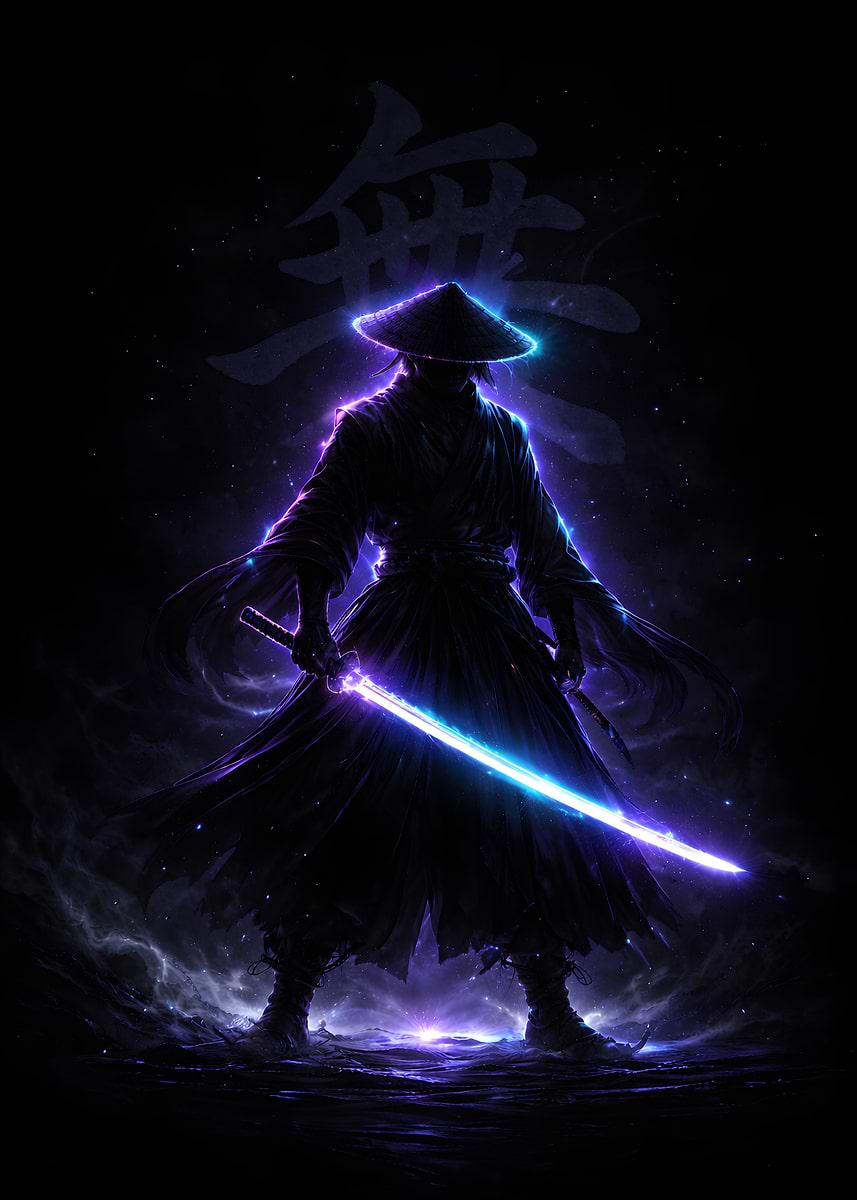 'Neon Samurai Warrior' Poster, picture, metal print, paint by ...