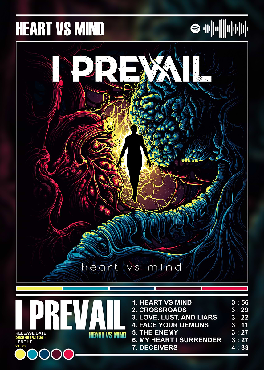 'I Prevail - Heart vs Mind Album' Poster, picture, metal print, paint ...