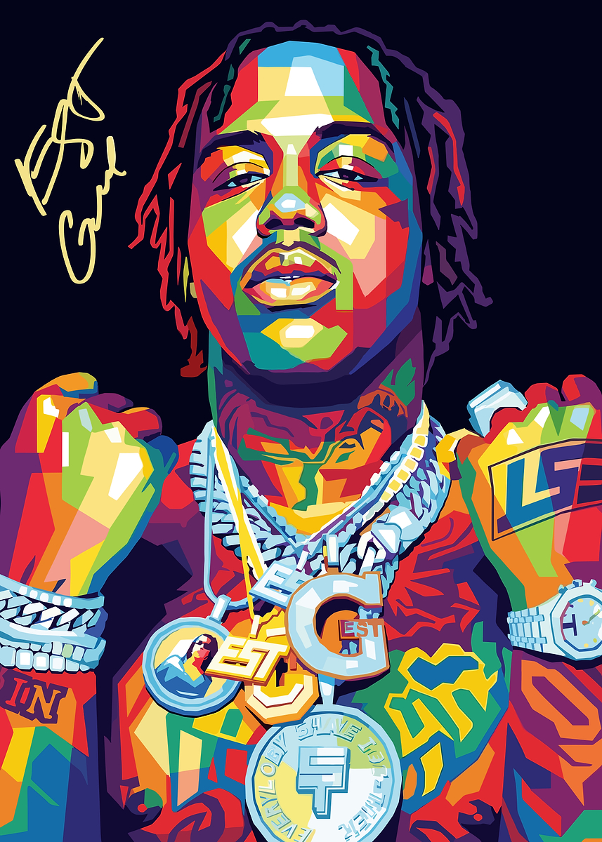 'EST Gee Pop Art Portrait of Rapper' Poster, picture, metal print ...
