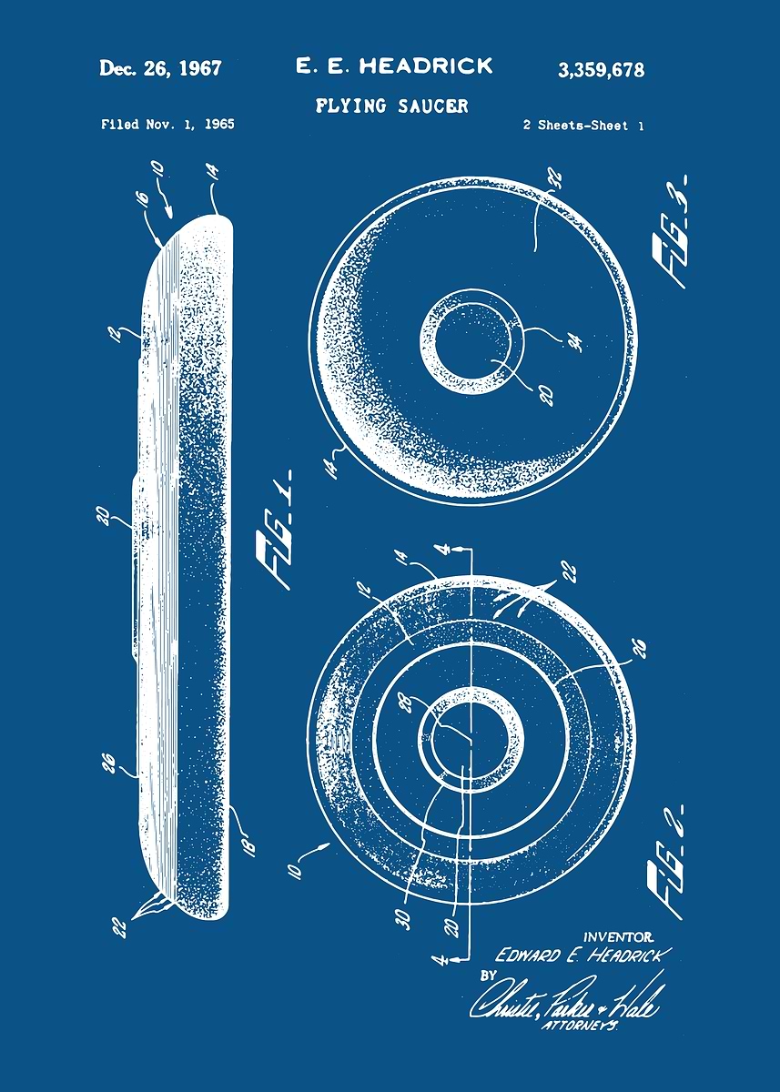 'Frisbee Patent, Frisbee Golf, Disc Golf Patent' Poster, picture, metal ...
