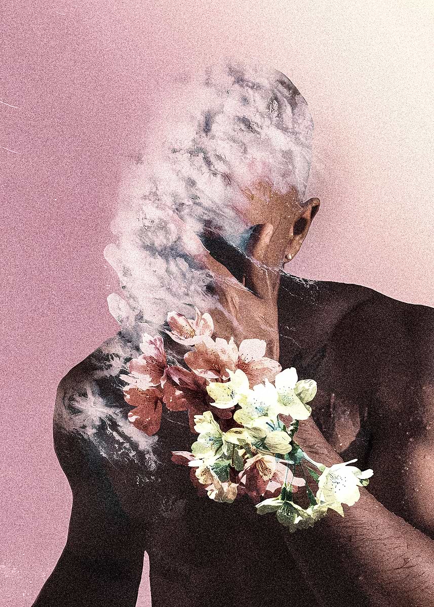 'Floral Portrait with Abstract Overlay Frank Ocean' Poster, picture ...