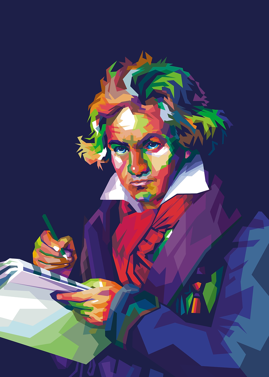 'Ludwig van Beethoven Portrait in Pop Art Style' Poster, picture, metal ...