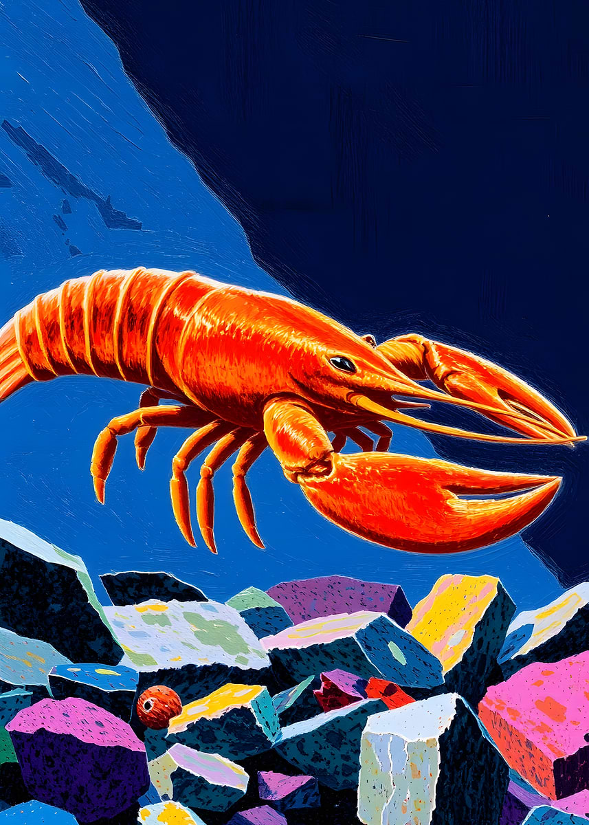 'Vibrant Lobster Underwater Scene' Poster, picture, metal print, paint ...