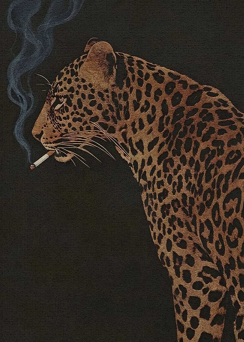 'Smoking Leopard Portrait' Poster, picture, metal print, paint by Izu ...