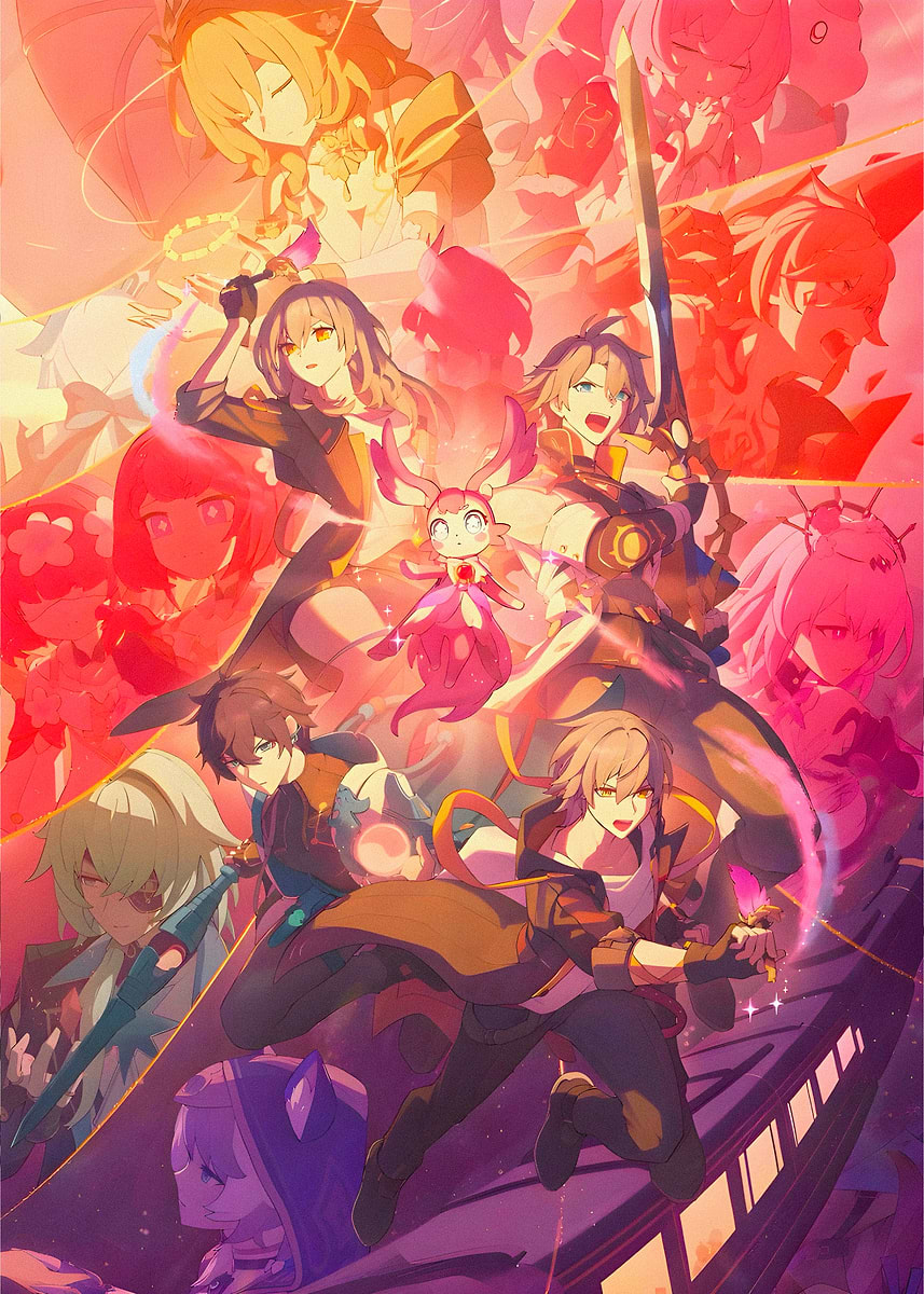 'Anime Characters Group Illustration' Poster, picture, metal print ...