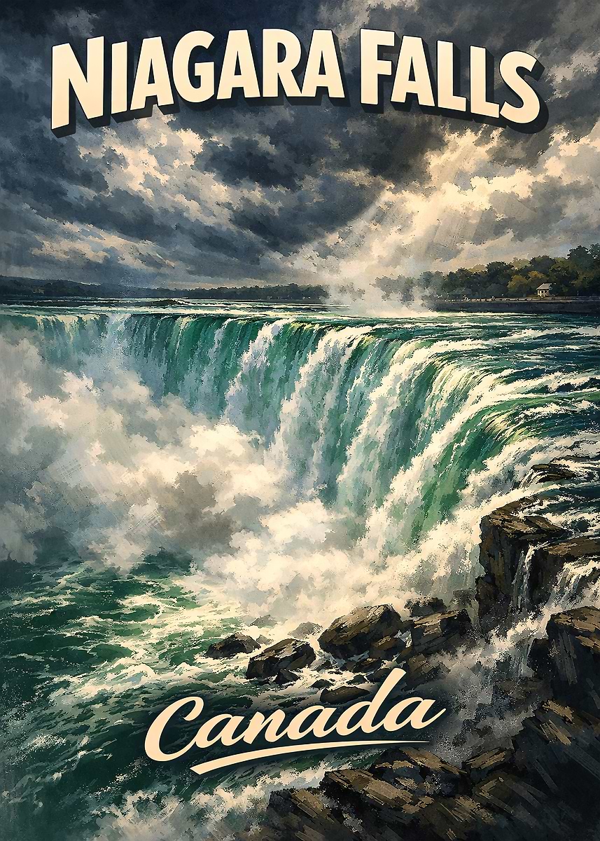 'Niagara Falls Canada Travel Poster' Poster, picture, metal print ...