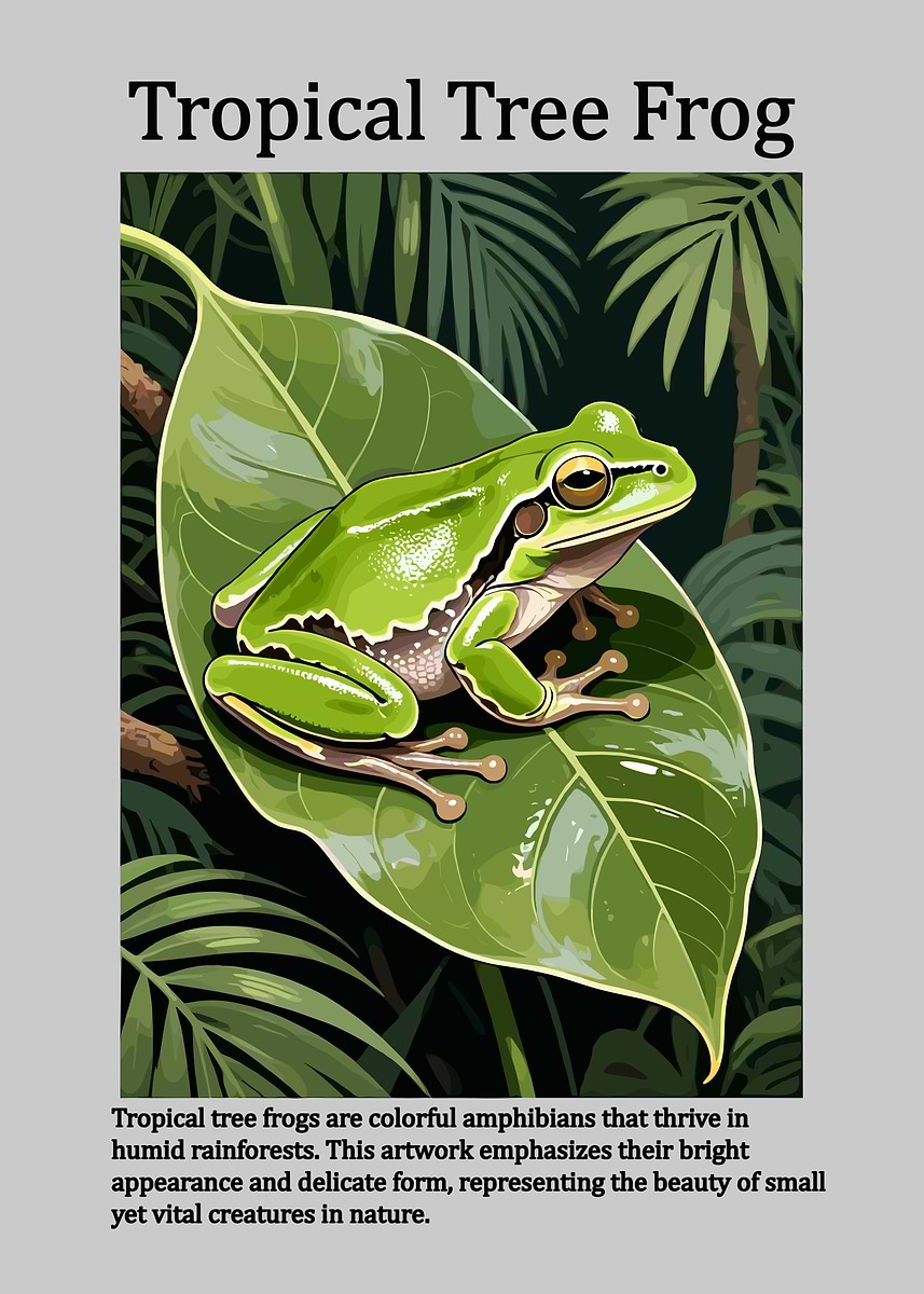 'Tropical Tree Frog Illustration' Poster, picture, metal print, paint ...