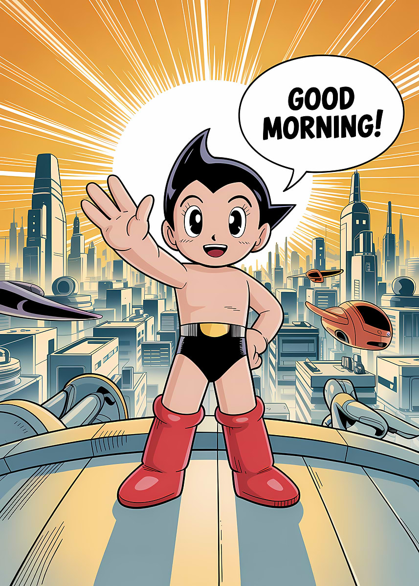 'Astro Boy Good Morning Cityscape' Poster, picture, metal print, paint ...