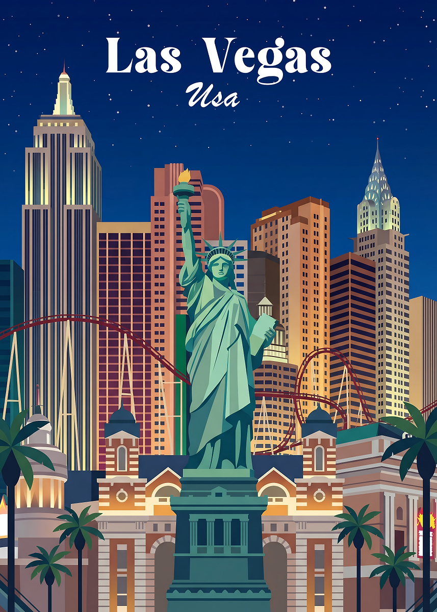 'Las Vegas USA ' Poster, picture, metal print, paint by Artevo | Displate