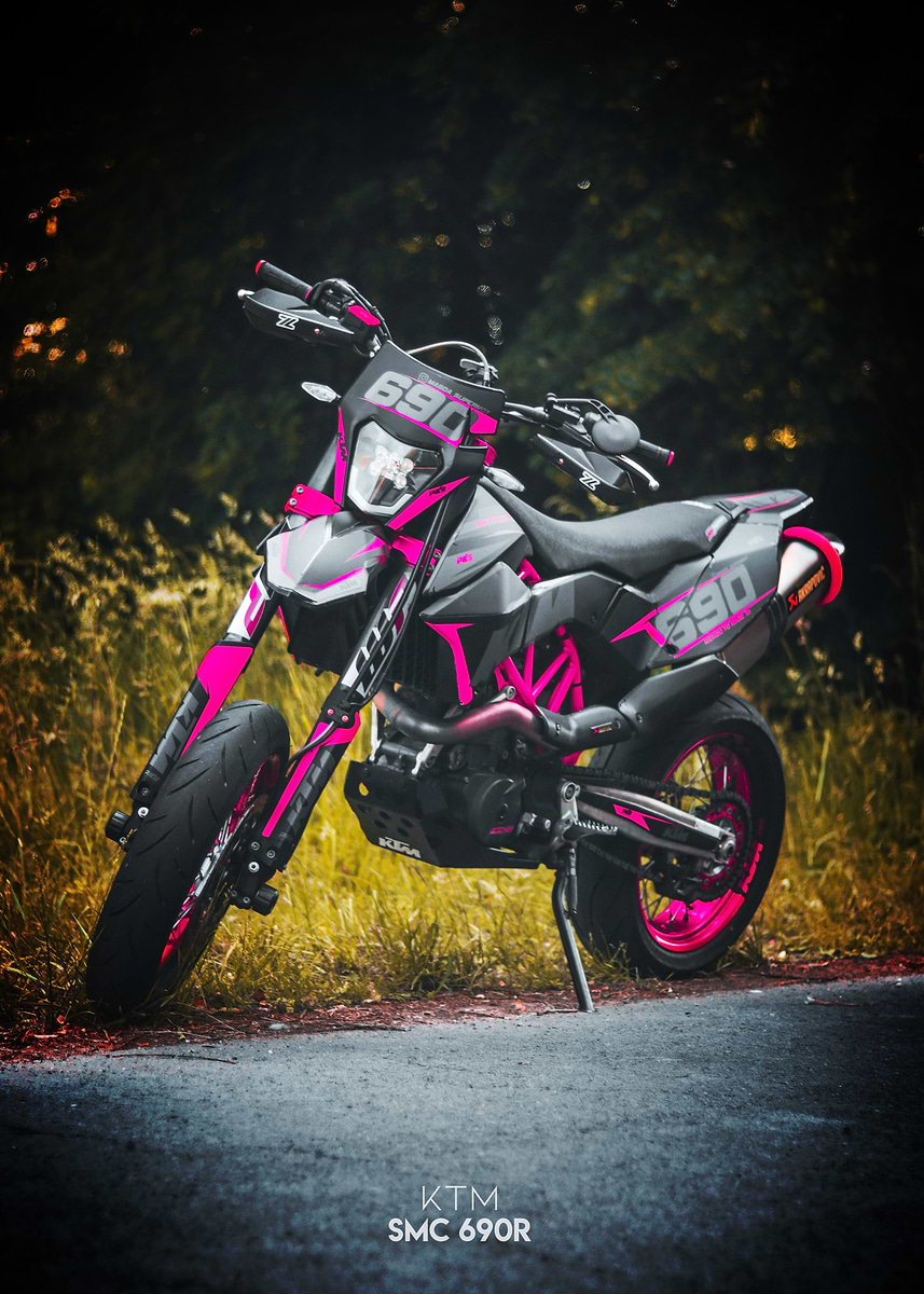 'KTM SMC 690R Motorcycle Pink Accents' Poster, picture, metal print ...