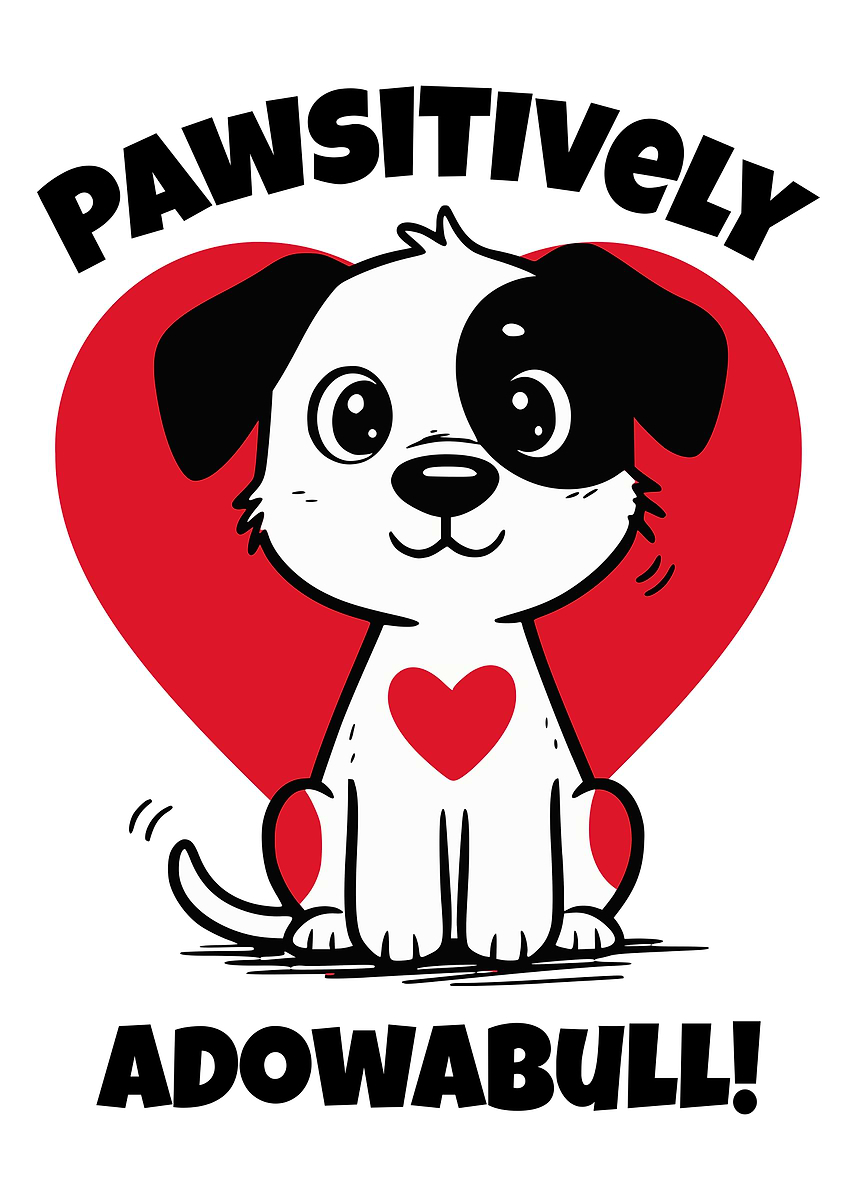 'Pawsitively Adowabull Dog Cartoon' Poster, picture, metal print, paint ...