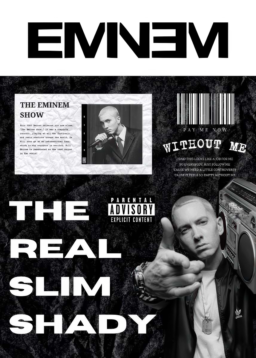 'Eminem Collage: The Real Slim Shady' Poster, picture, metal print ...