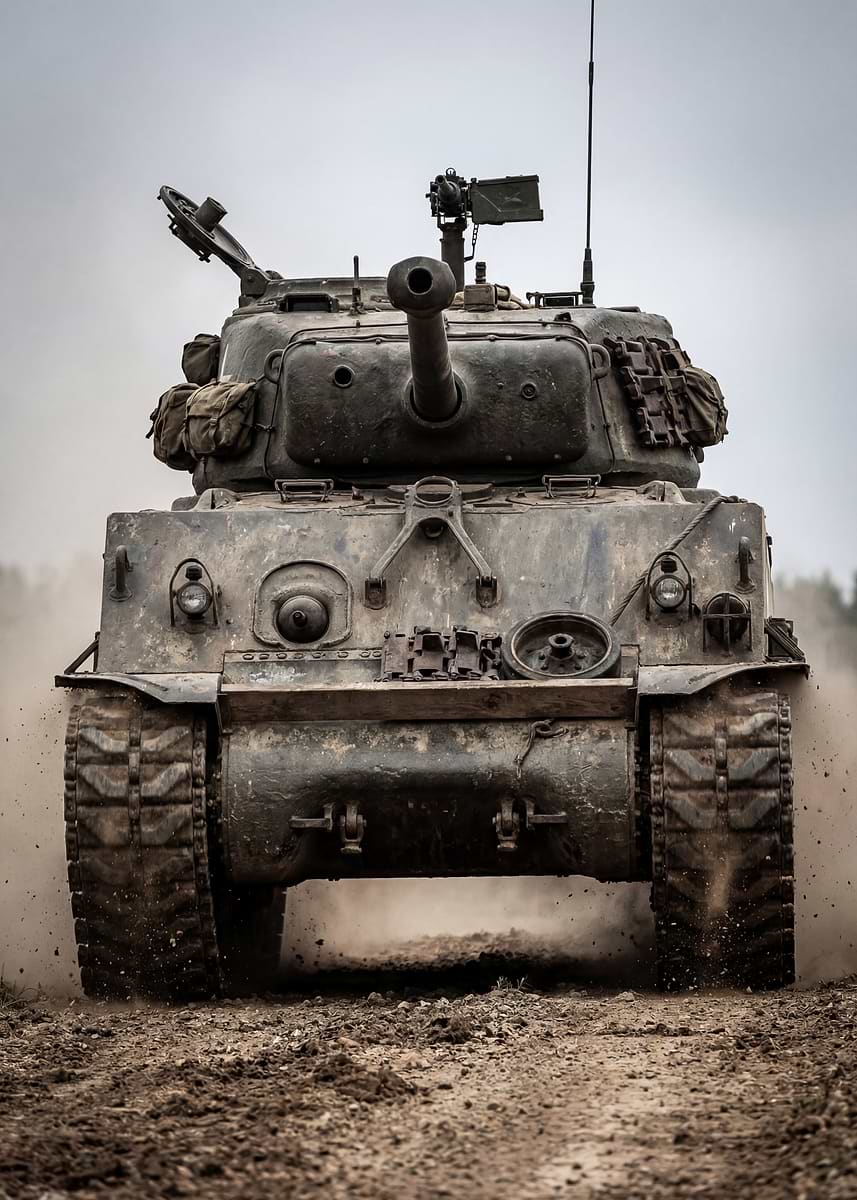 'Front View of Military Tank' Poster, picture, metal print, paint by ...