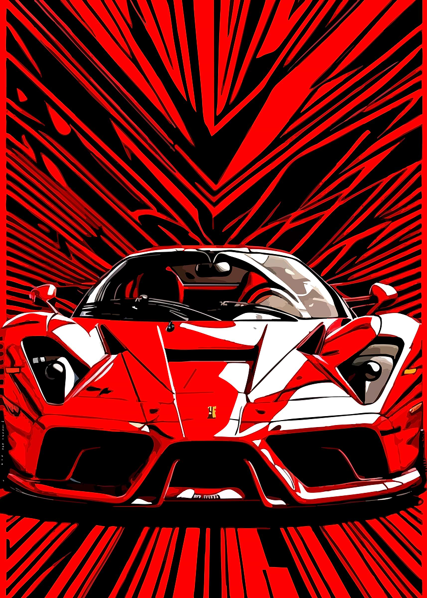 'Red Ferrari Enzo Pop Art' Poster, picture, metal print, paint by ...