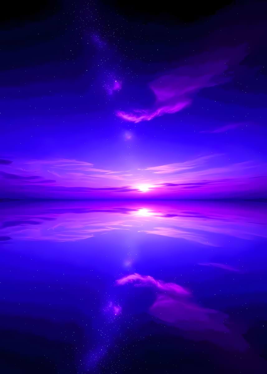 'Purple Sunset Reflection' Poster, picture, metal print, paint by ...