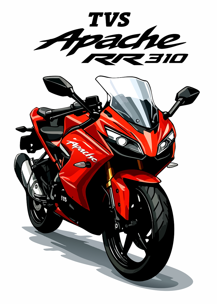 'TVS Apache RR 310 Motorcycle Illustration' Poster, picture, metal ...