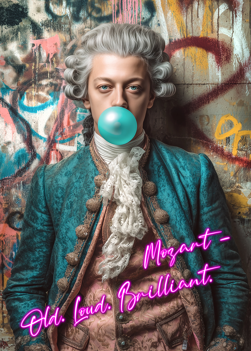 'Mozart with Bubblegum and Graffiti' Poster, picture, metal print ...