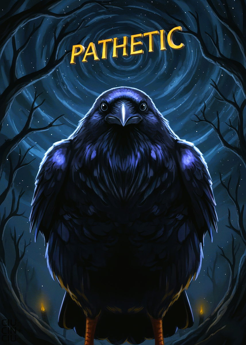 'Pathetic Raven in Dark Forest' Poster, picture, metal print, paint by ...