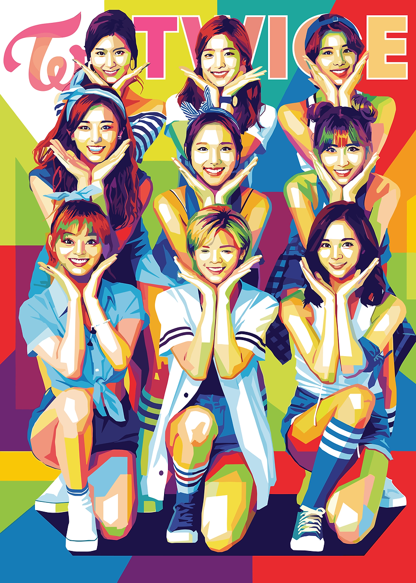 'TWICE K-Pop Group Pop Art Portrait' Poster, picture, metal print ...