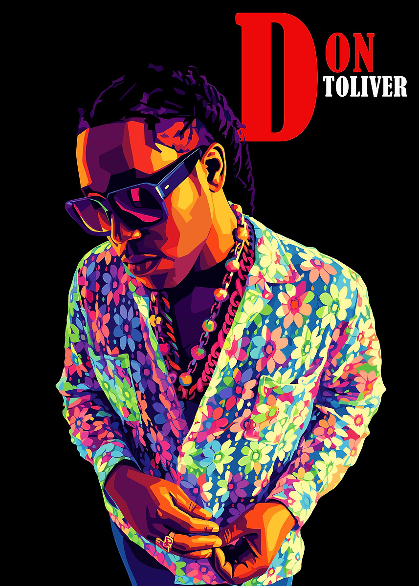'Don Toliver Portrait with Floral Shirt' Poster, picture, metal print ...