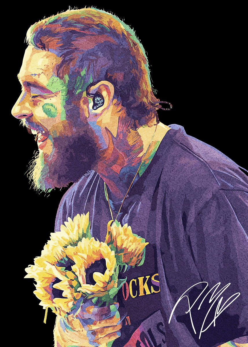 'Post Malone Portrait' Poster, picture, metal print, paint by maxmoen ...