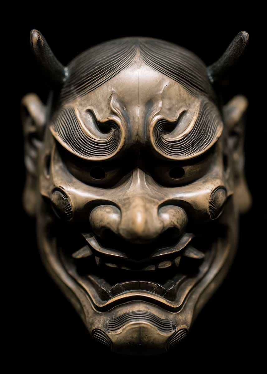 'Japanese Oni Mask Close-Up' Poster, picture, metal print, paint by ...