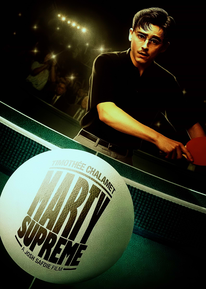 'Marty Supreme: Timothée Chalamet Ping Pong' Poster, picture, metal print, paint by sakim black ...