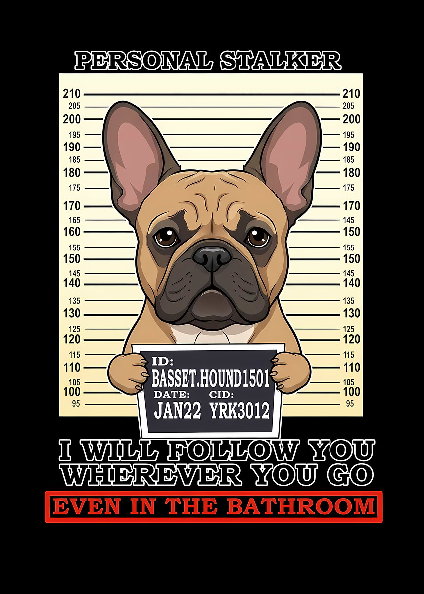 'Personal Stalker Basset Hound Mugshot' Poster, picture, metal print ...