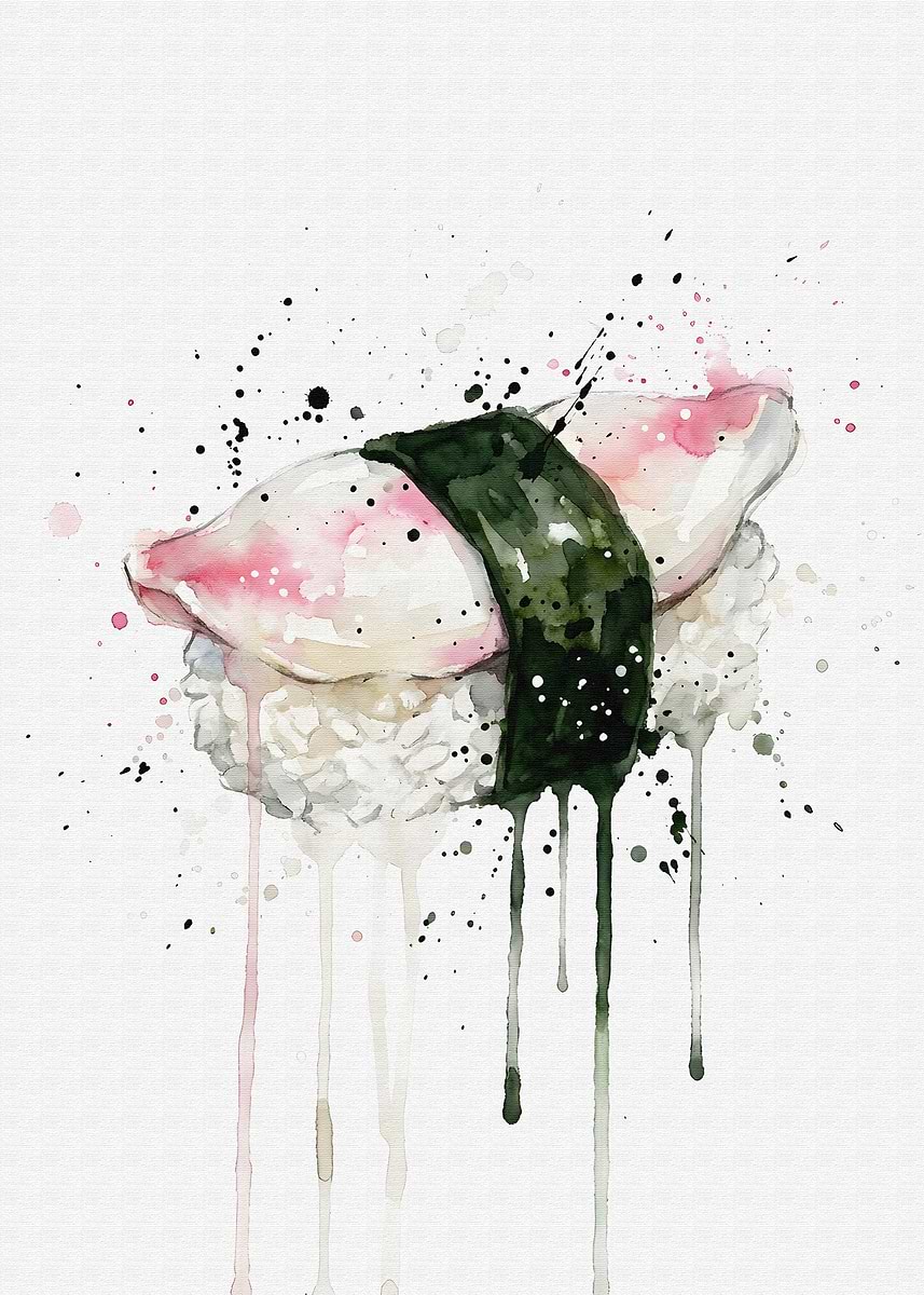 'Watercolor Hamaguri Nigiri Sushi Art' Poster, picture, metal print ...