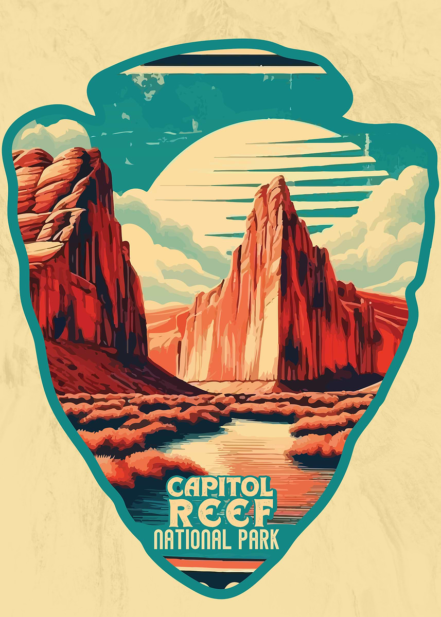 'Vintage Capitol Reef National Park, Retro National park, United States ...