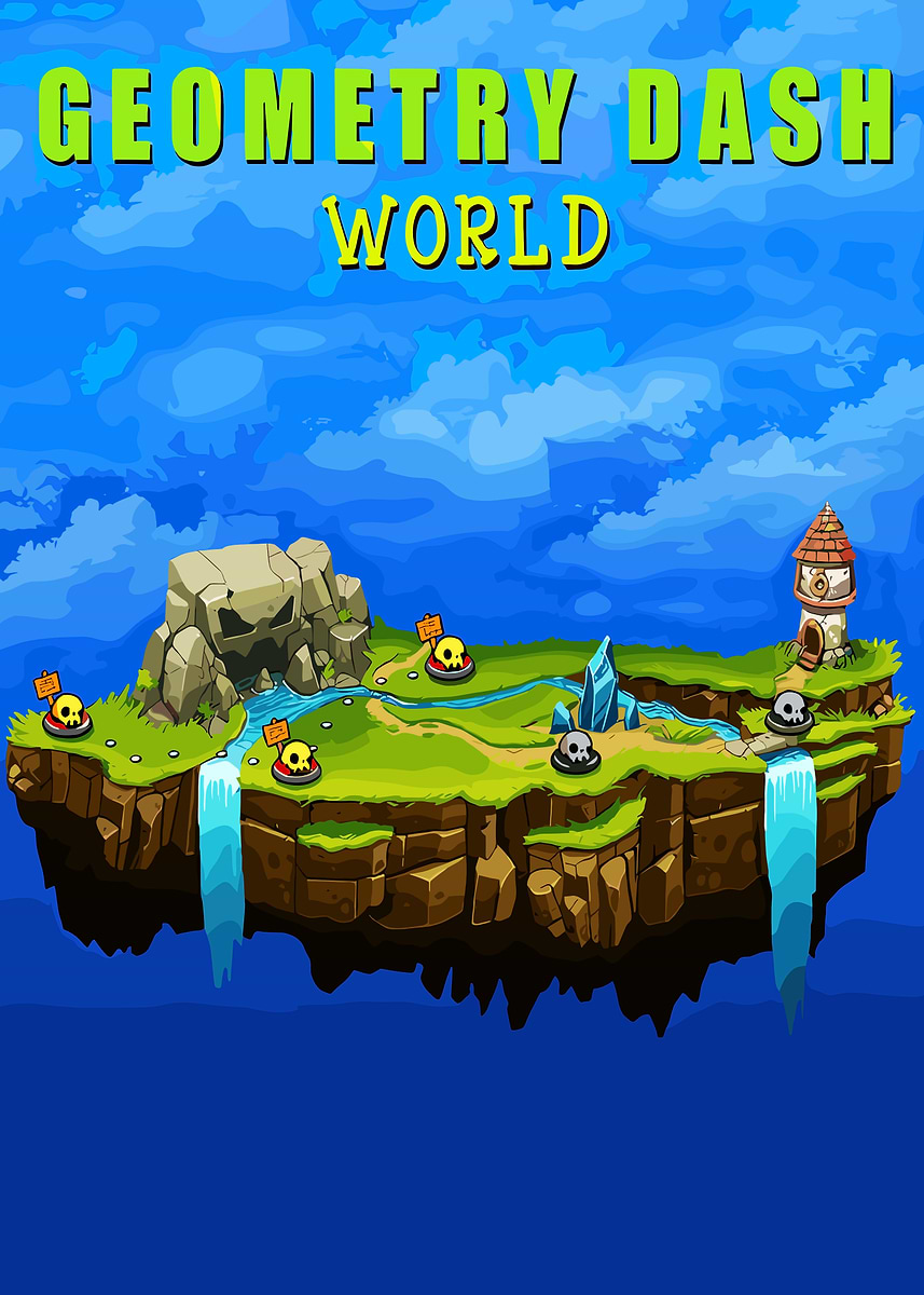 'Geometry Dash World Floating Island' Poster, picture, metal print ...