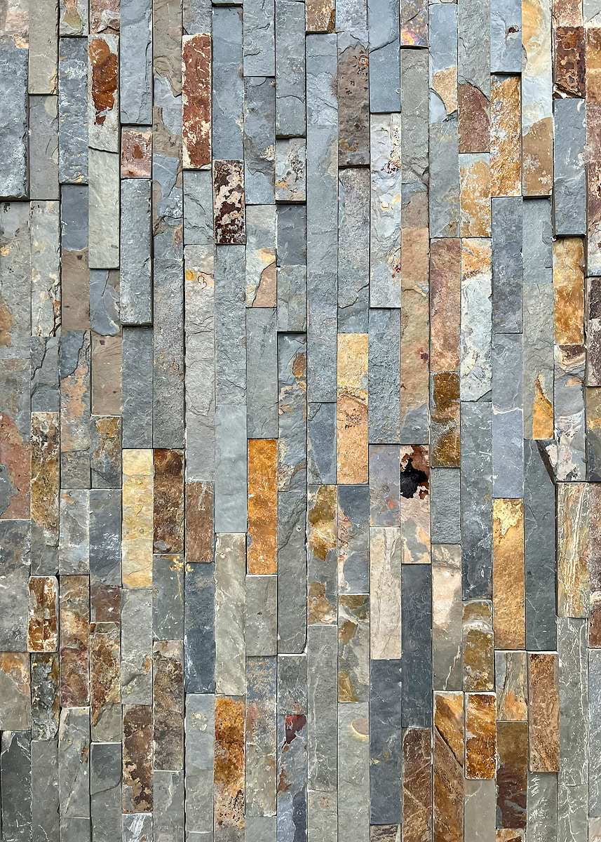 'Golden Stone Tile Wall Texture' Poster, picture, metal print, paint by ...