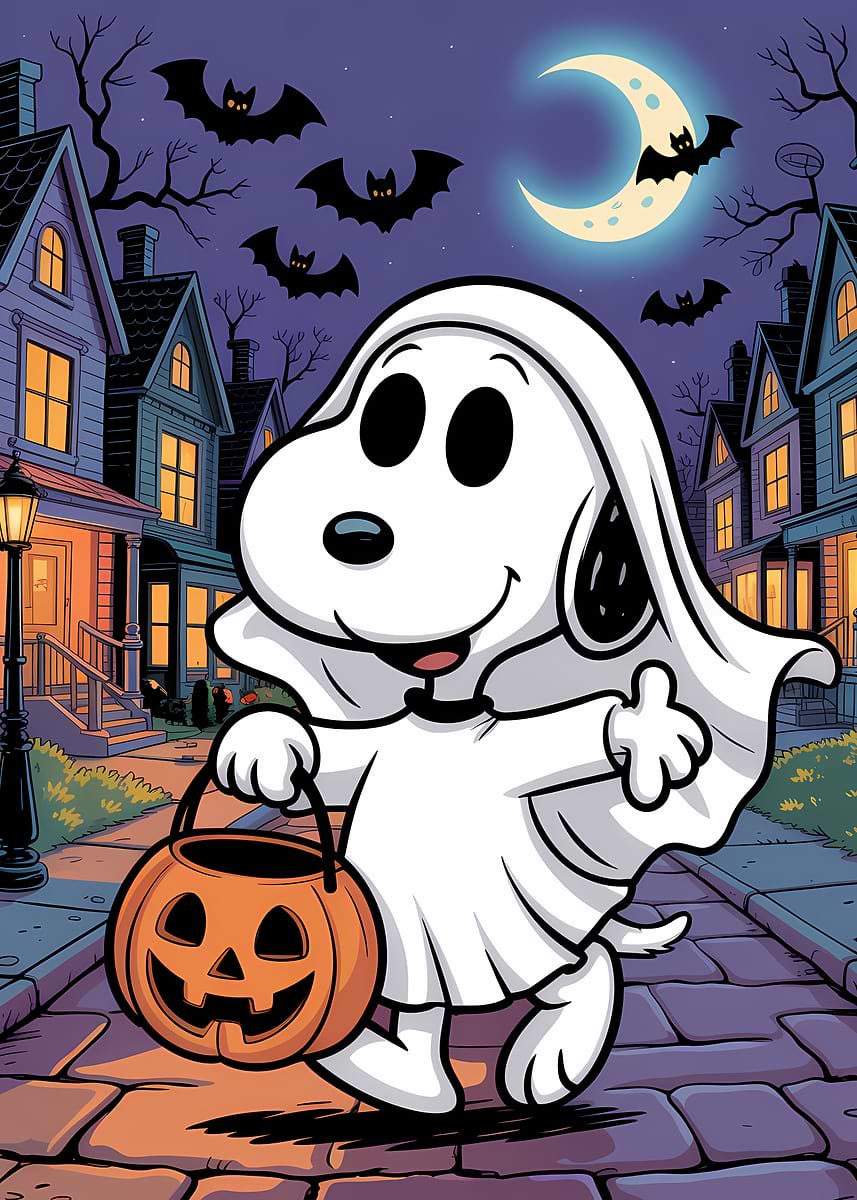 'Snoopy Halloween Ghost Costume' Poster, picture, metal print, paint by ...