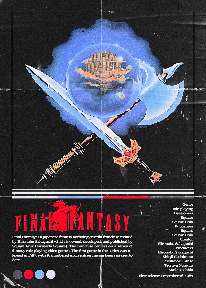 'Final Fantasy Vintage Poster Art' Poster, picture, metal print, paint ...