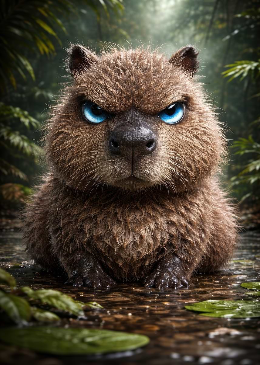 'Angry Capybara in Jungle' Poster, picture, metal print, paint by ...