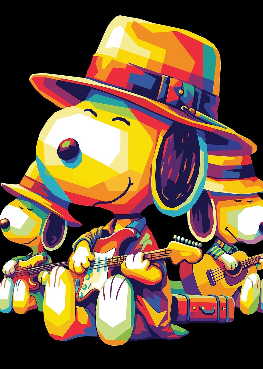'Snoopy Band Colorful Digital Art' Poster, picture, metal print, paint ...