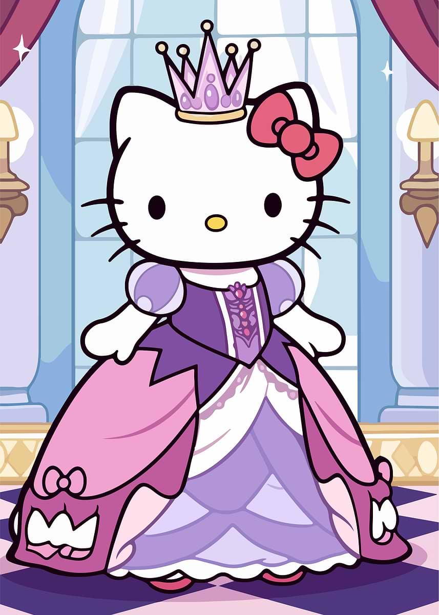 'Hello Kitty Princess Cartoon' Poster, picture, metal print, paint by ...