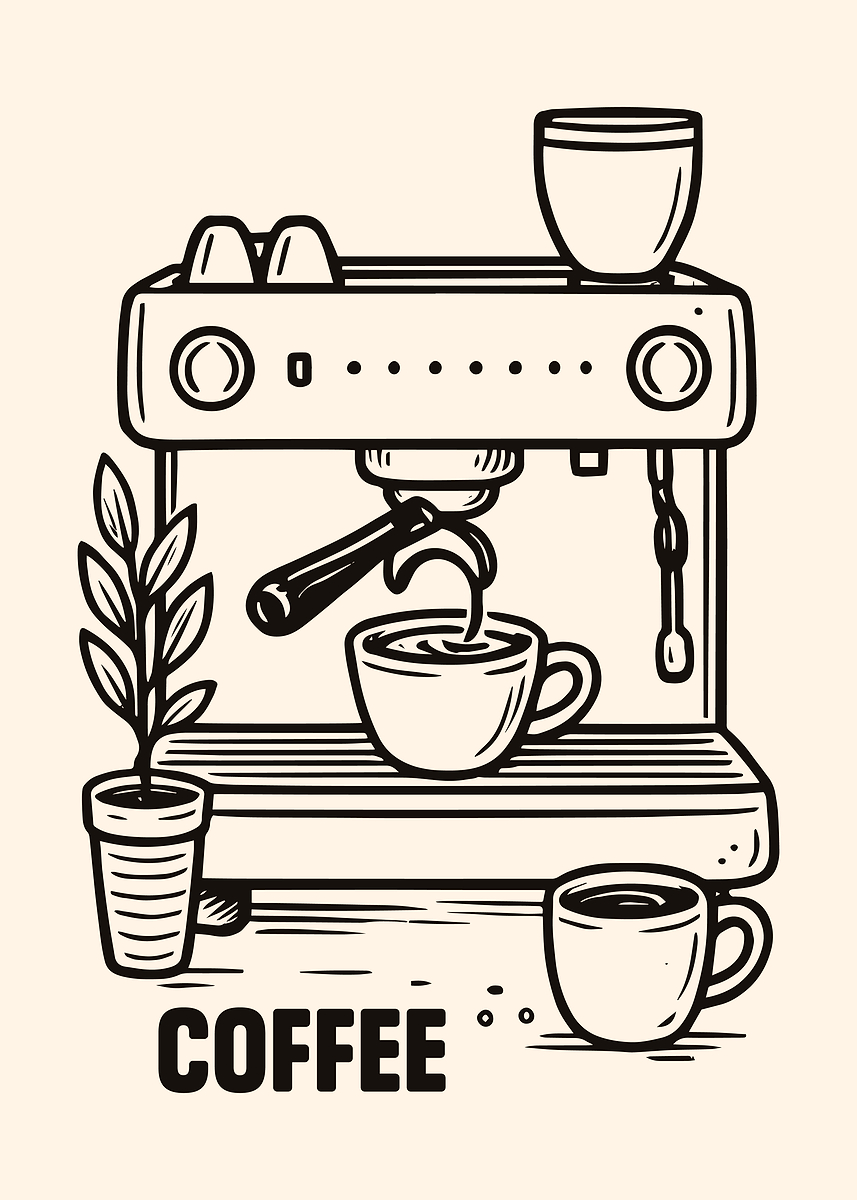 'Vintage Espresso Machine' Poster, picture, metal print, paint by Faissal Thomas | Displate