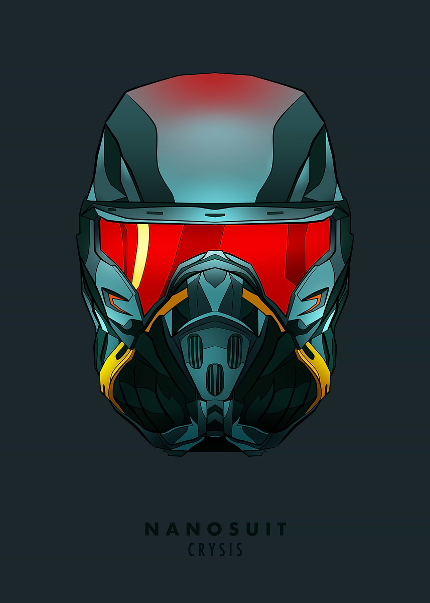 'Crysis Nanosuit Helmet Digital Art' Poster, picture, metal print ...